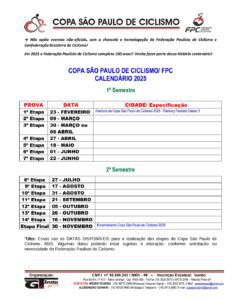 Copa São Paulo de Ciclismo define programação de provas para 2025 ...